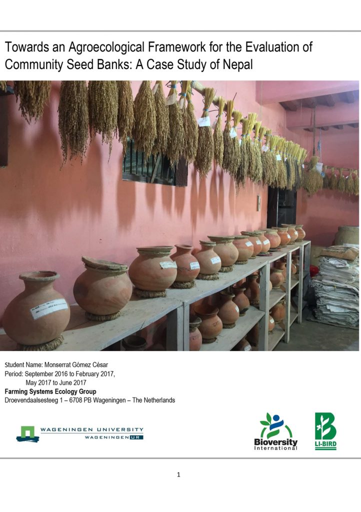 Towards an Agroecological Framework for the Evaluation of Community ...